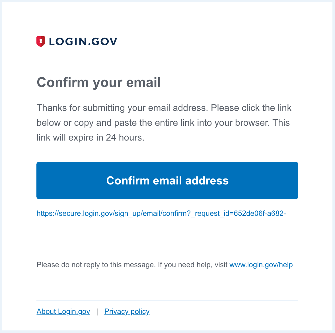 Login confirmation window